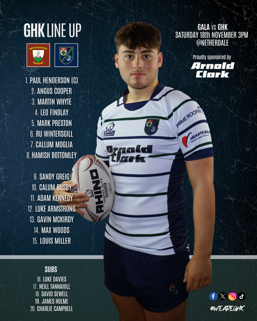 Team Announcement: Gala vs GHK Rugby - GHK Rugby