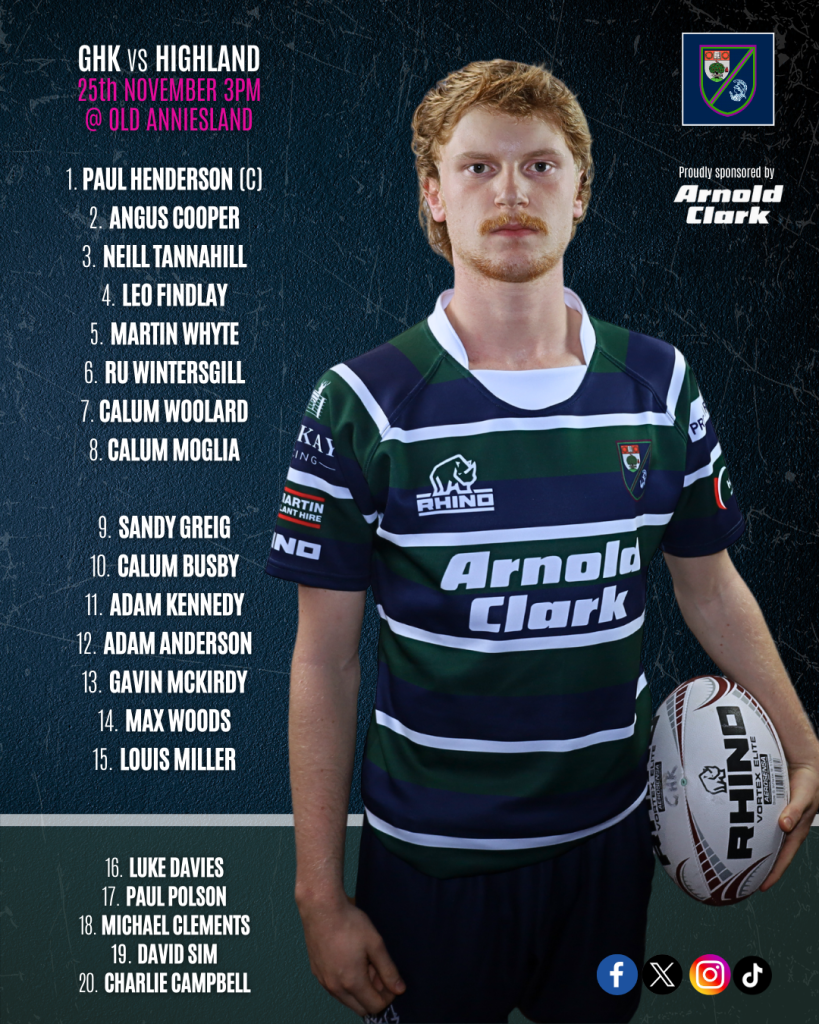 Team Announcement: GHK Rugby vs Highland - GHK Rugby